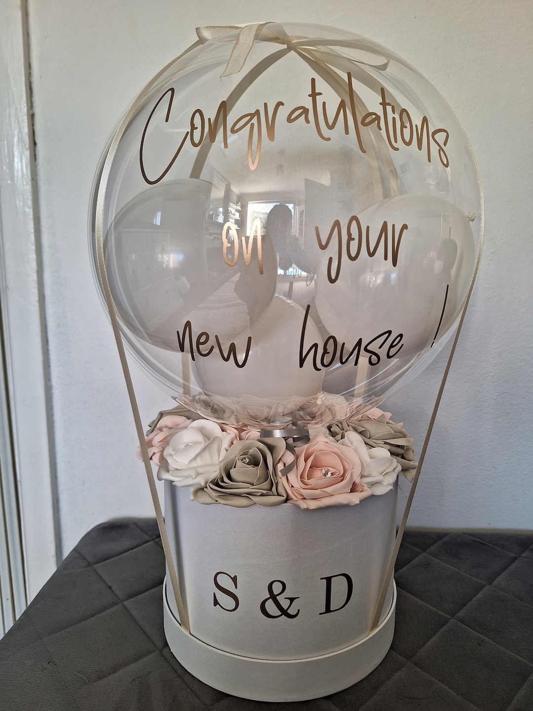 Hot Air Balloon Velvet Flower Box, Hat Box Flowers, Birthday Balloon ...