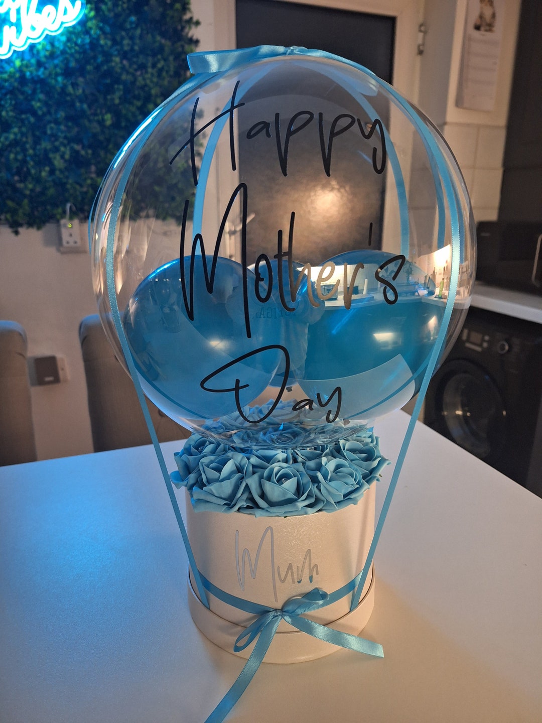 Hot Air Balloon Velvet Flower Box, Hat Box Flowers, Birthday Balloon ...