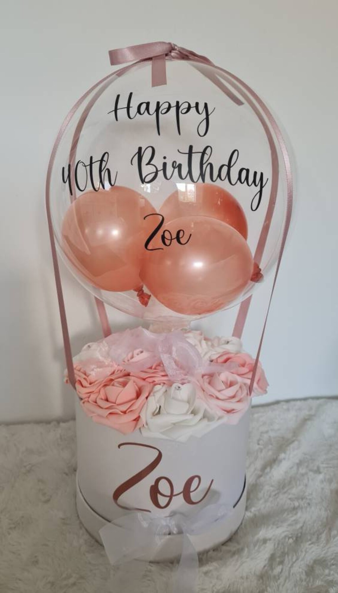 Hot Air Balloon Flower Box Hat Box Flowers Birthday Balloon - Etsy