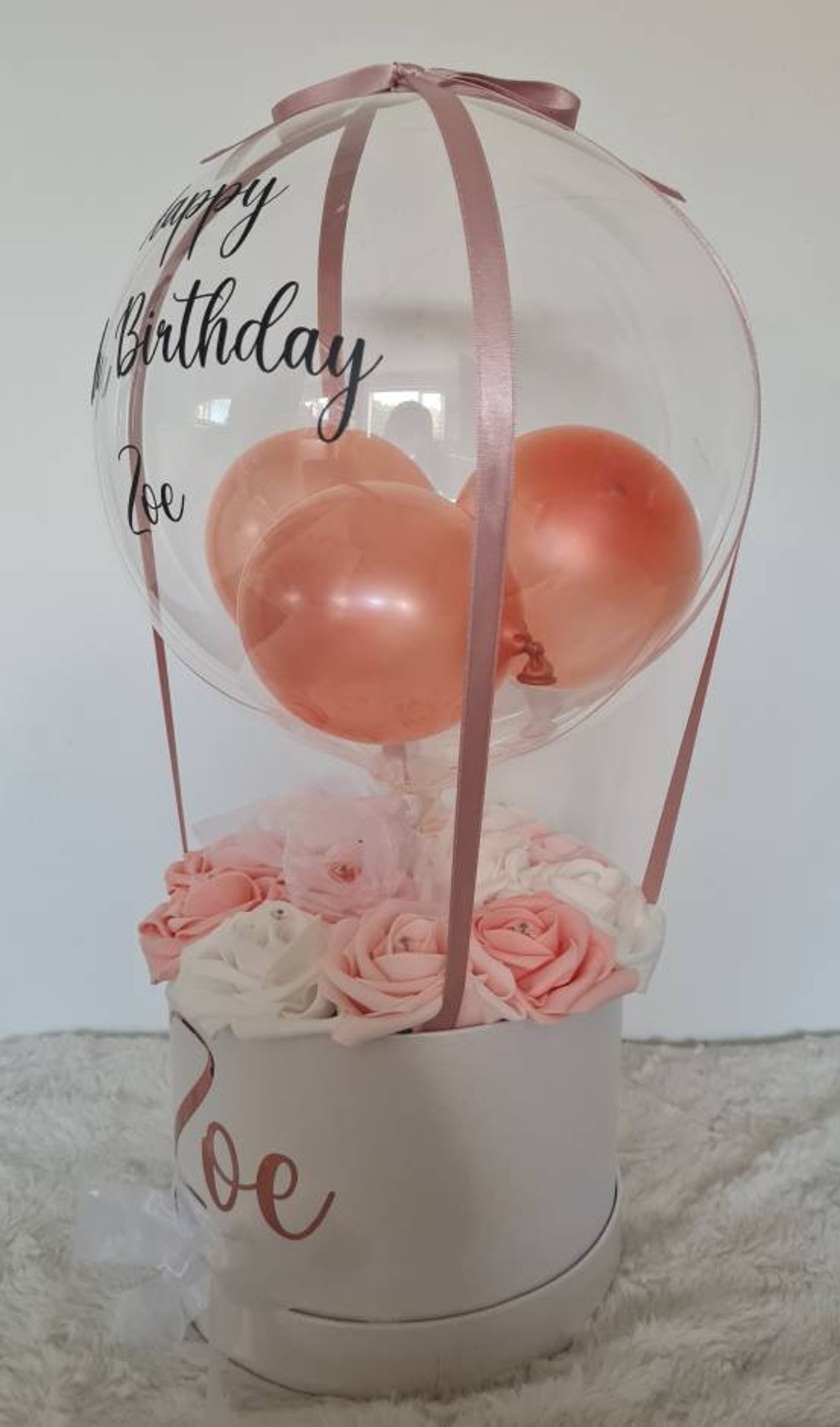 Hot Air Balloon Flower Box Hat Box Flowers Birthday Balloon - Etsy