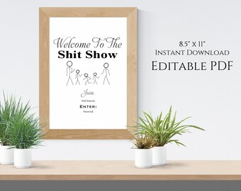 Funny Wifi Password Sign Template: Welcome to the Chaos, - Etsy