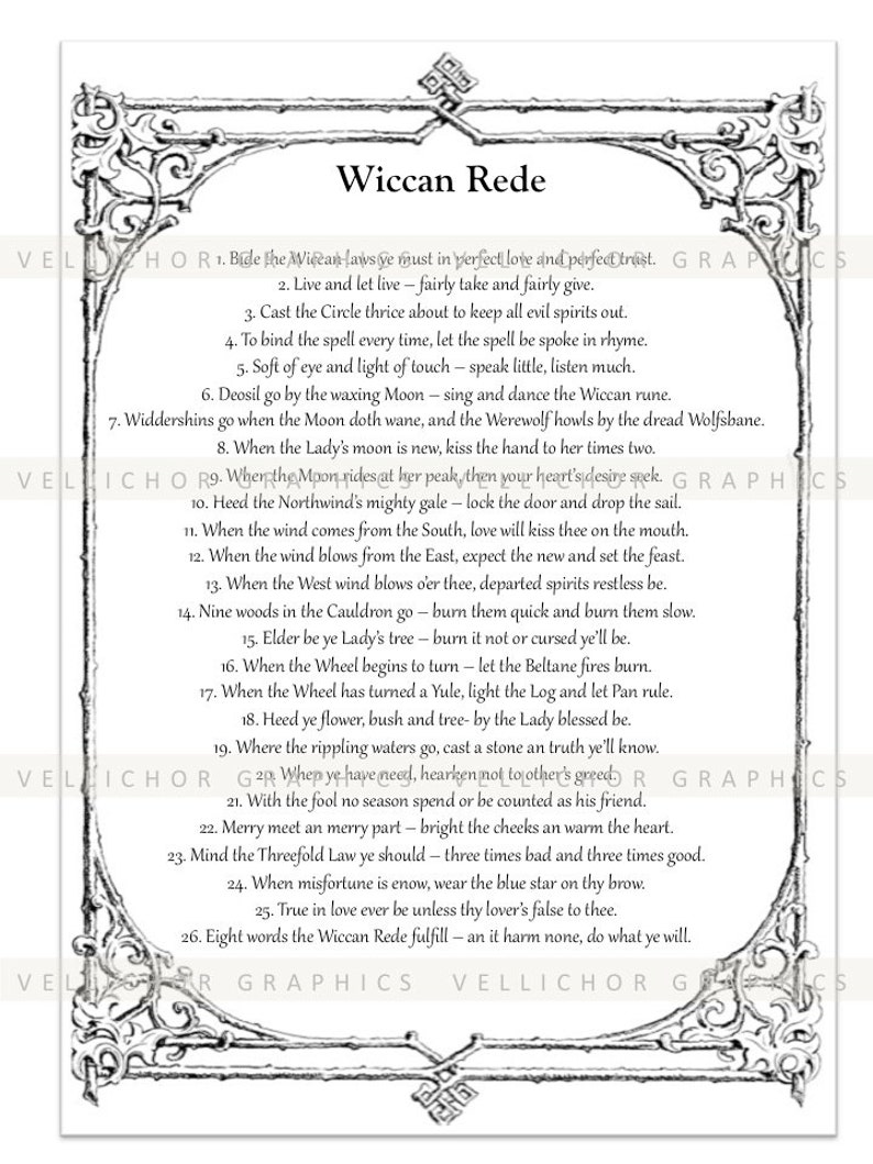 Wiccan Rede- Instant Download, Magick Book Crede, Grimiore, Magic ...