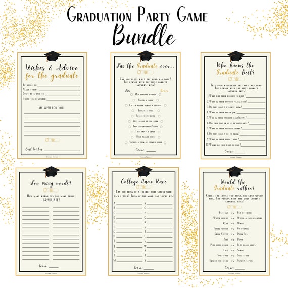 High School Graduation Party Game Bundle 6 Graduate Games - Etsy