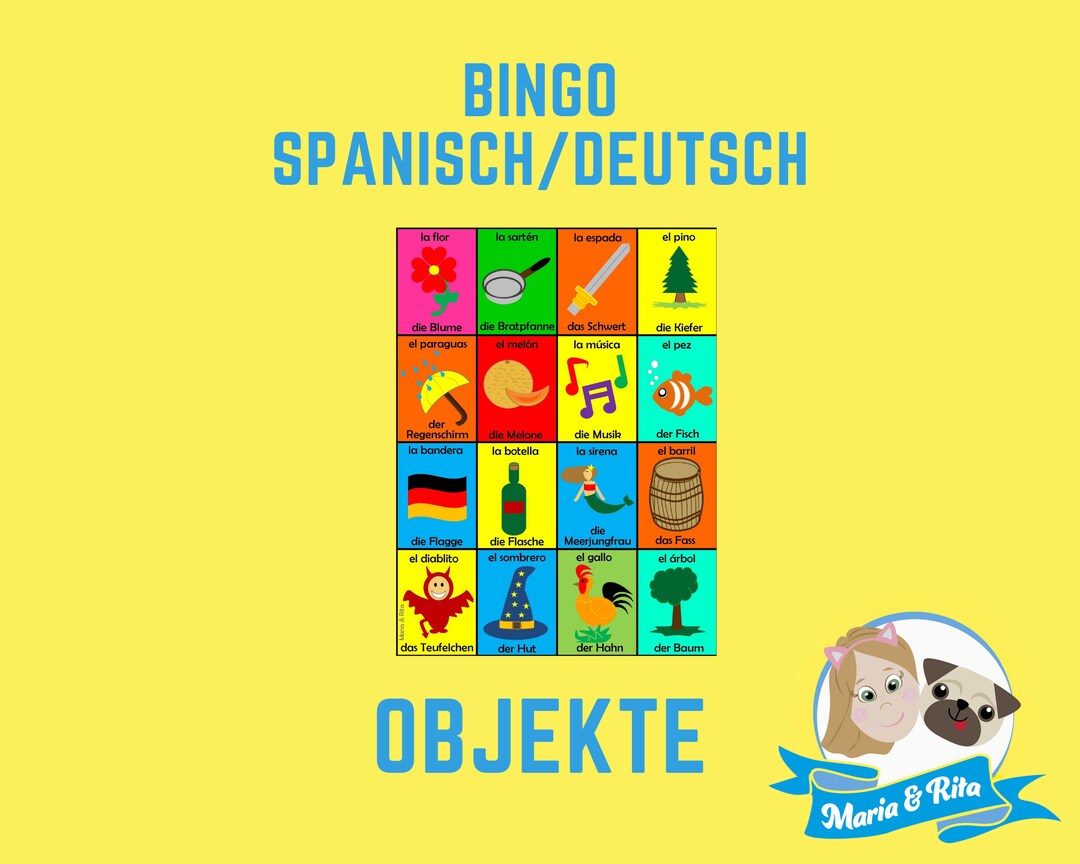 Bilingual Bingo objects Spanish/german - Etsy