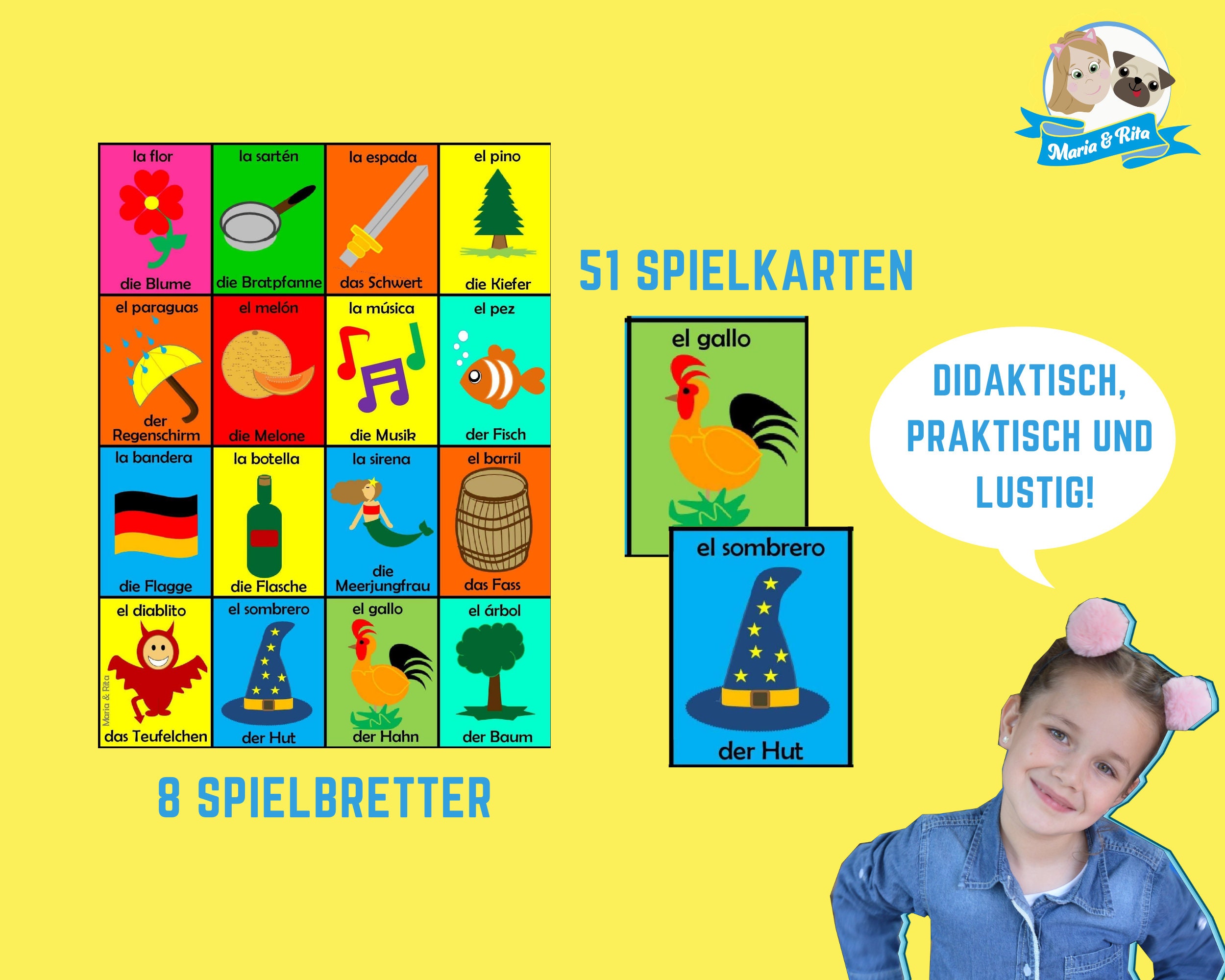 Bilingual Bingo objects Spanish/german - Etsy