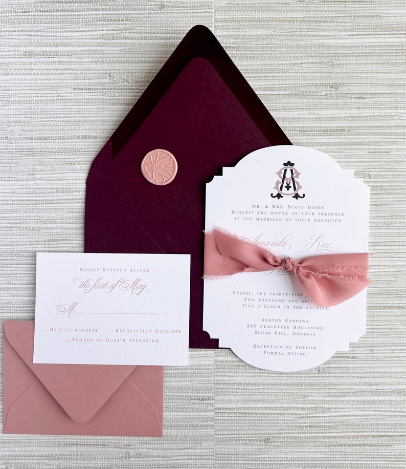 The Amanda Invitation Suite | Monogram Crest Wedding Invitation ...