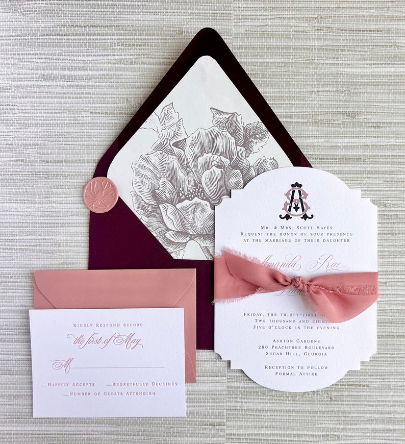 The Amanda Invitation Suite | Monogram Crest Wedding Invitation ...