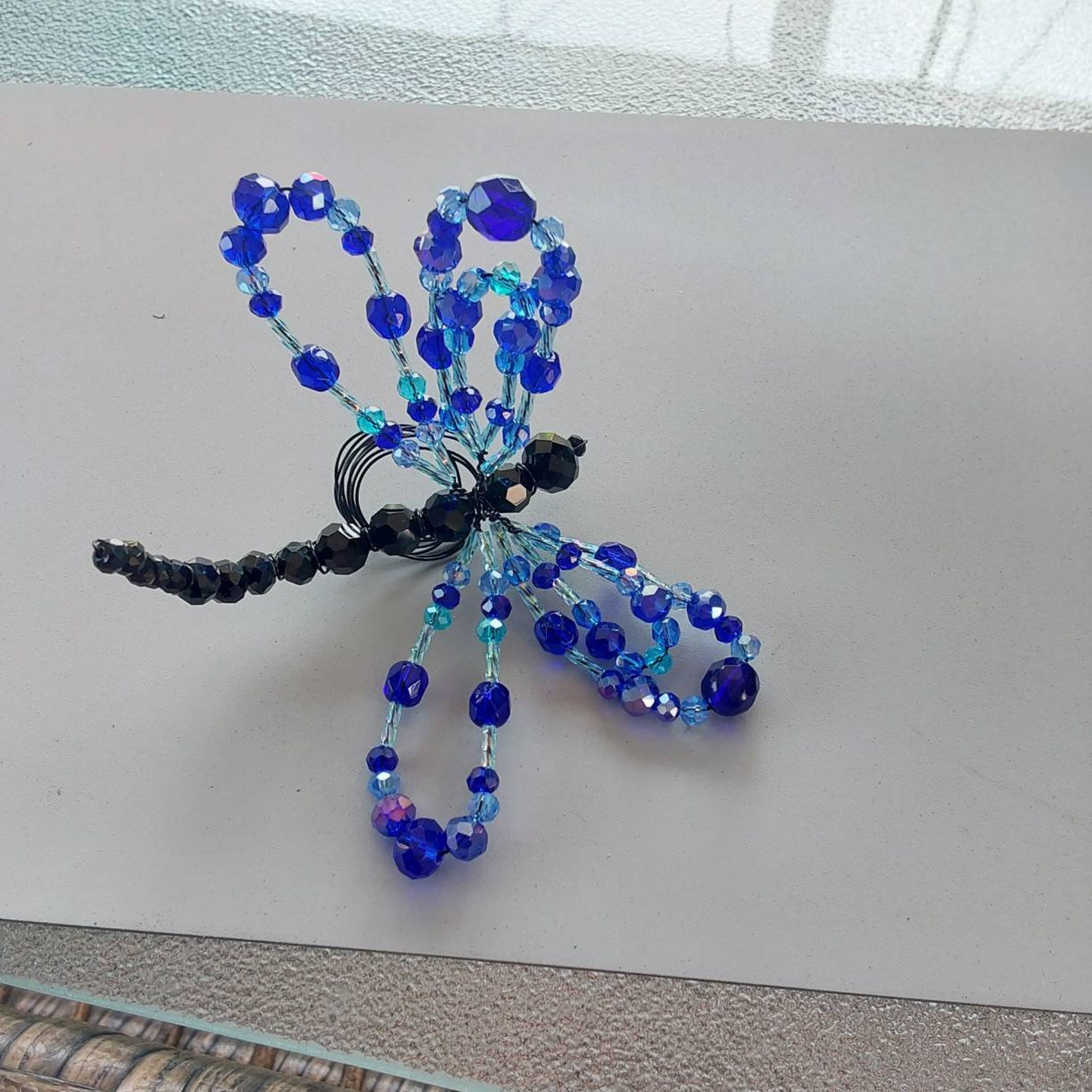 Exquisite Blue Beaded Dragonfly. Made of Imported Faceted Polished ...