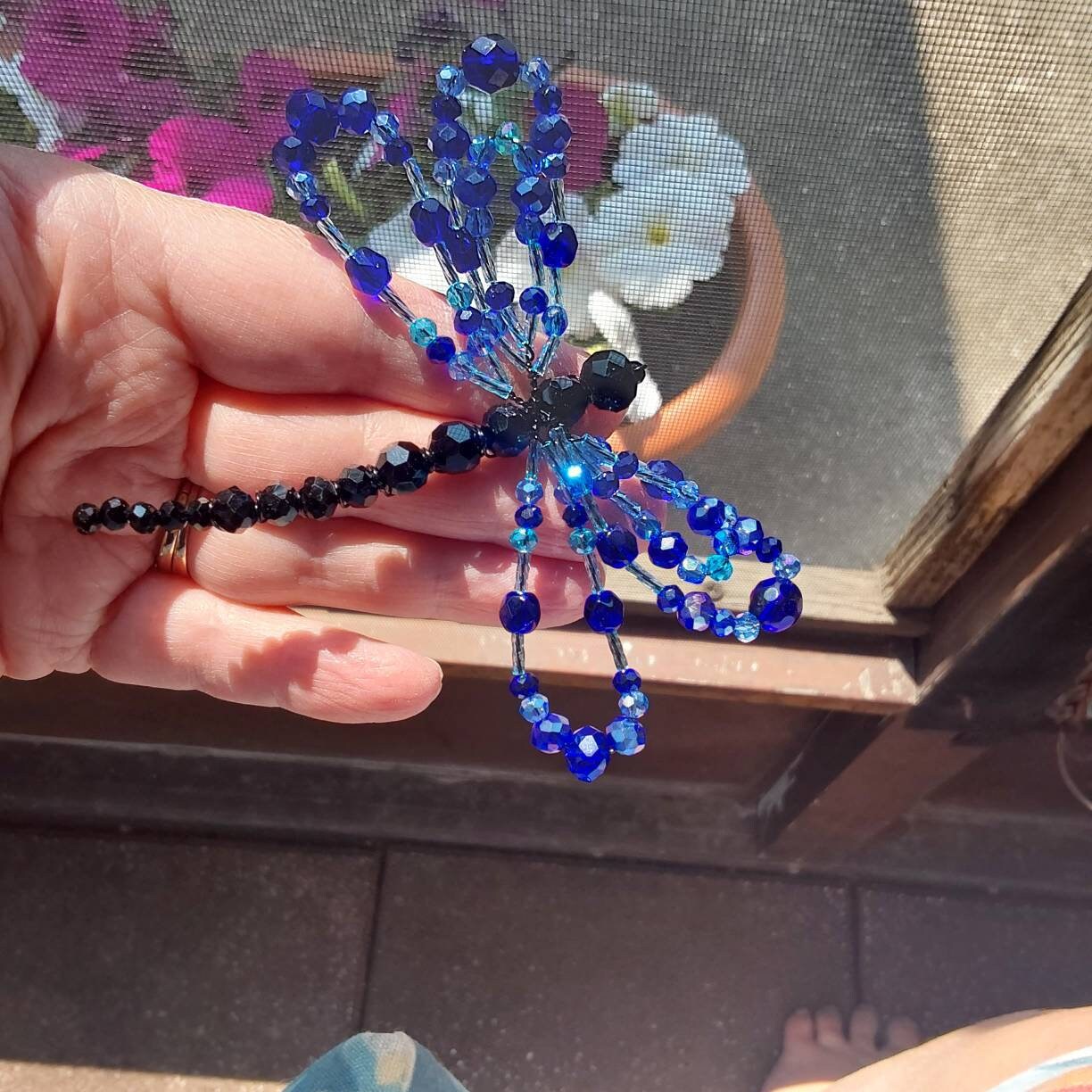 Exquisite Blue Beaded Dragonfly. Made of Imported Faceted Polished ...