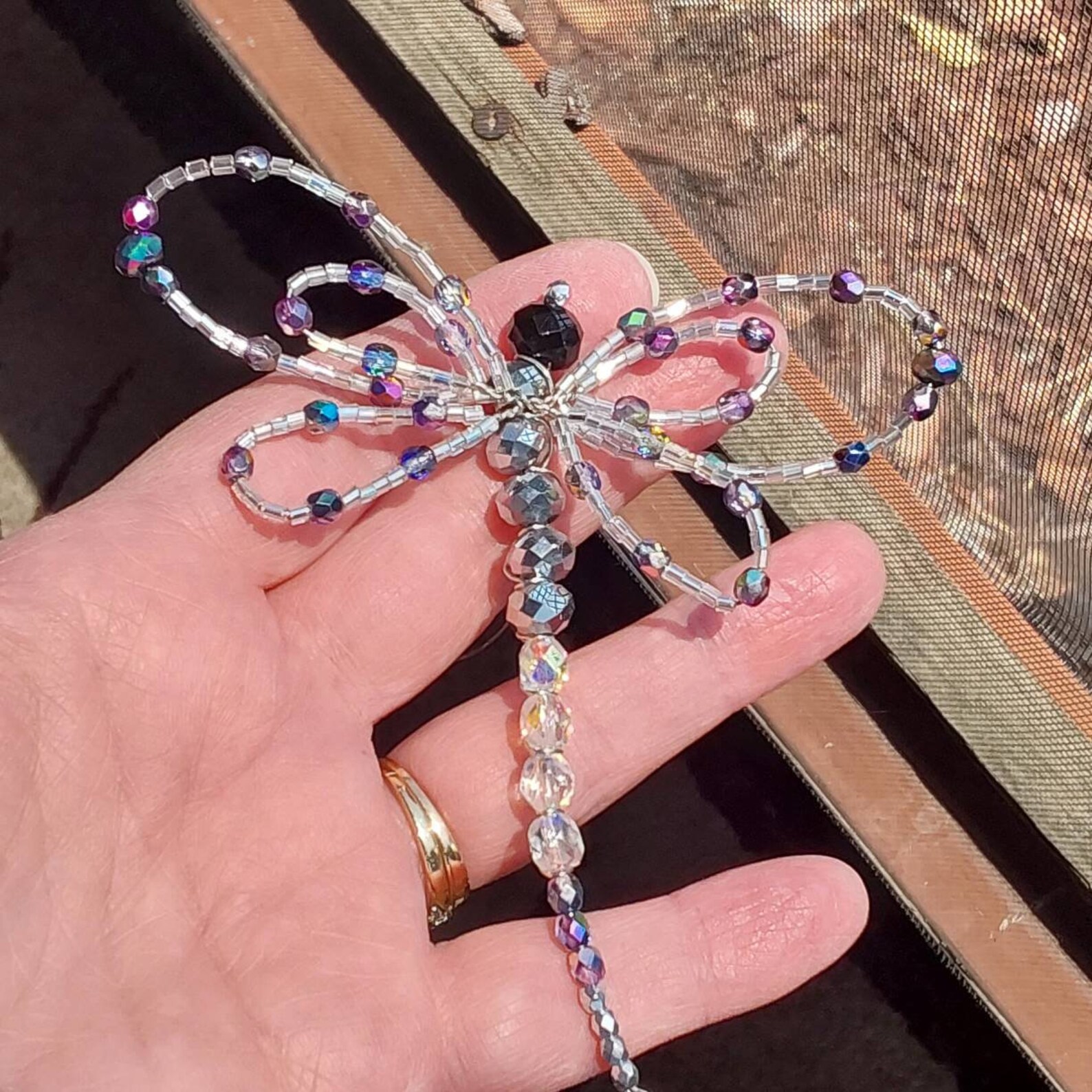 Exquisite Silver and Rainbow Beaded Dragonfly. Made of Imported ...