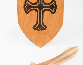 Wooden Sword and Shield Set Cross sword and shield | Etsy