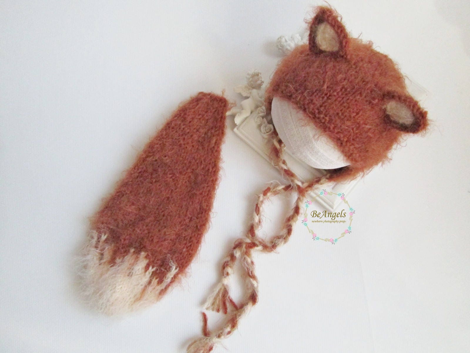 Newborn Fox Bonnet, Toy and Tail| Newborn Fox Set| Newborn Fuzzy Props ...