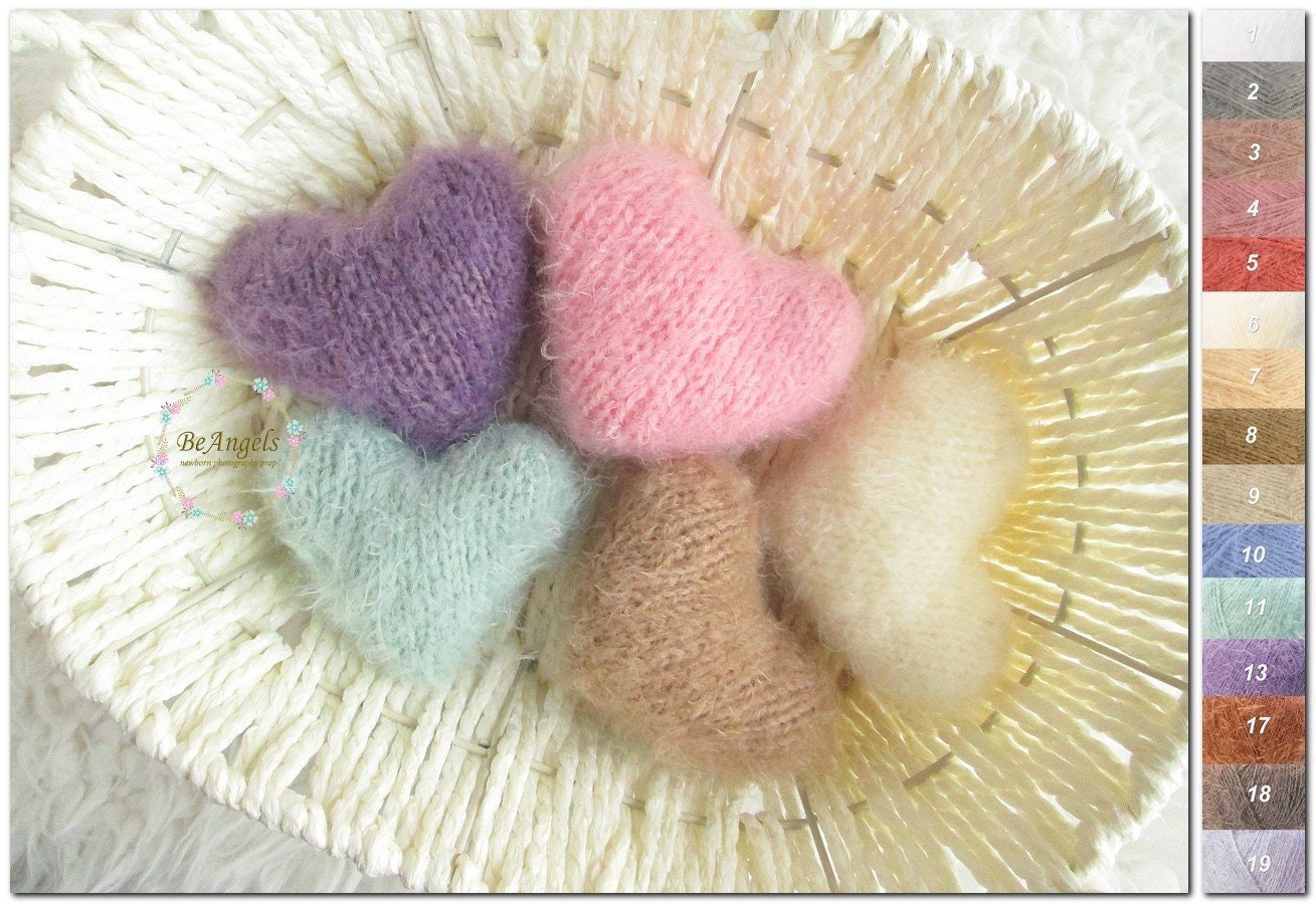 Knit Small Heart | Fuzzy Props | Newborn Baby Girl and Boy Photography ...