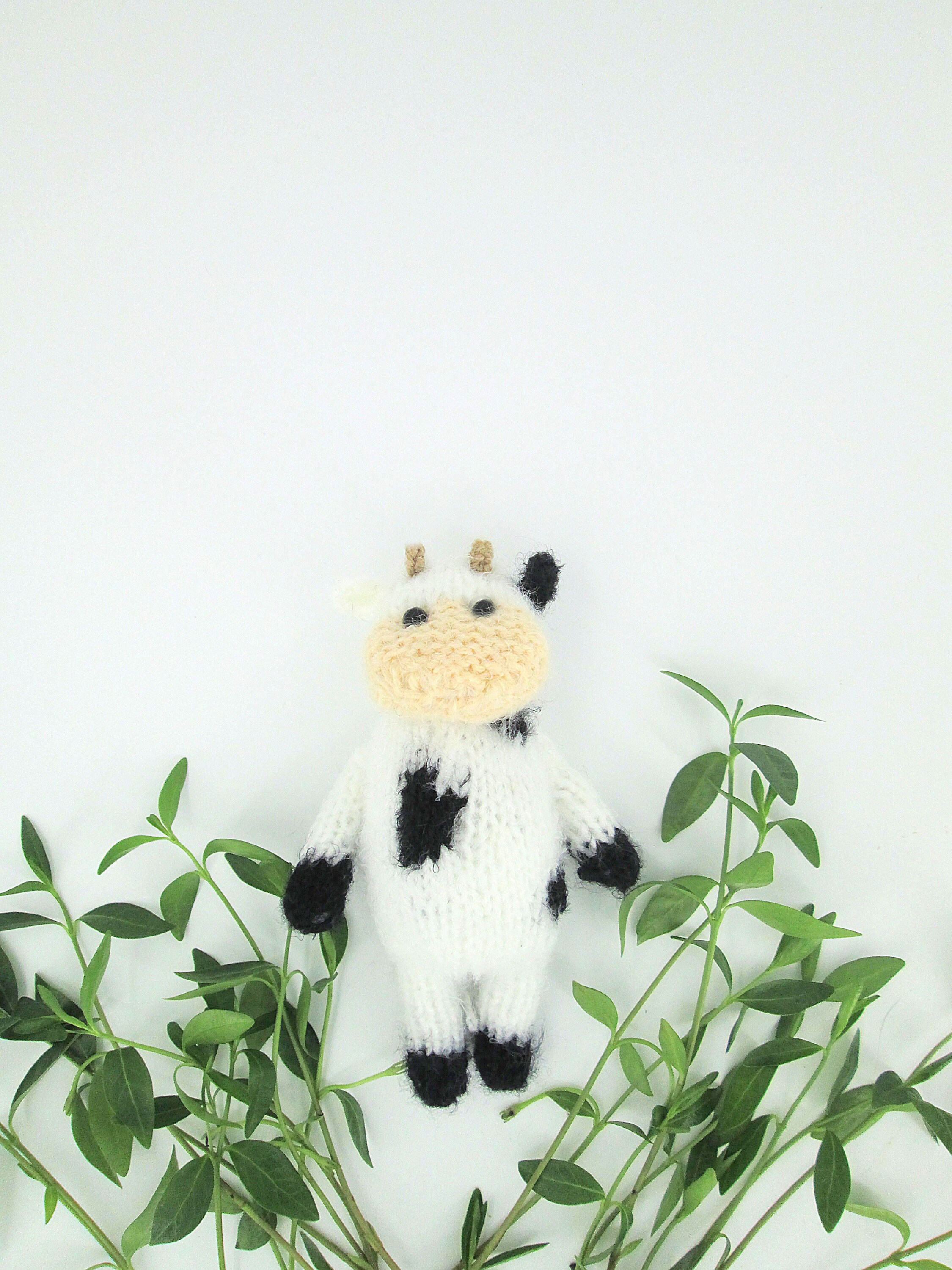Knit Cow Toy Newborn Photo Prop for Girl and Boy Stuffed Farm Animals ...