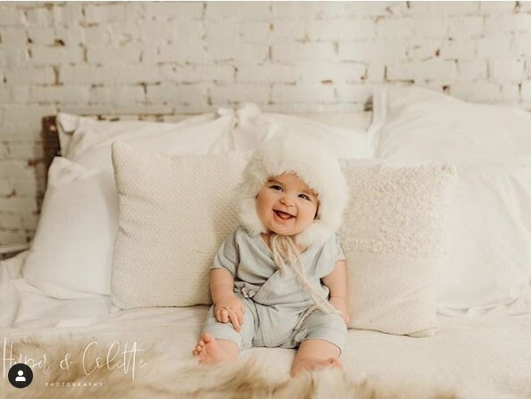 Fuzzy Faux Fur Newborn Bonnet | Eskimo Hat Photography Prop - Etsy