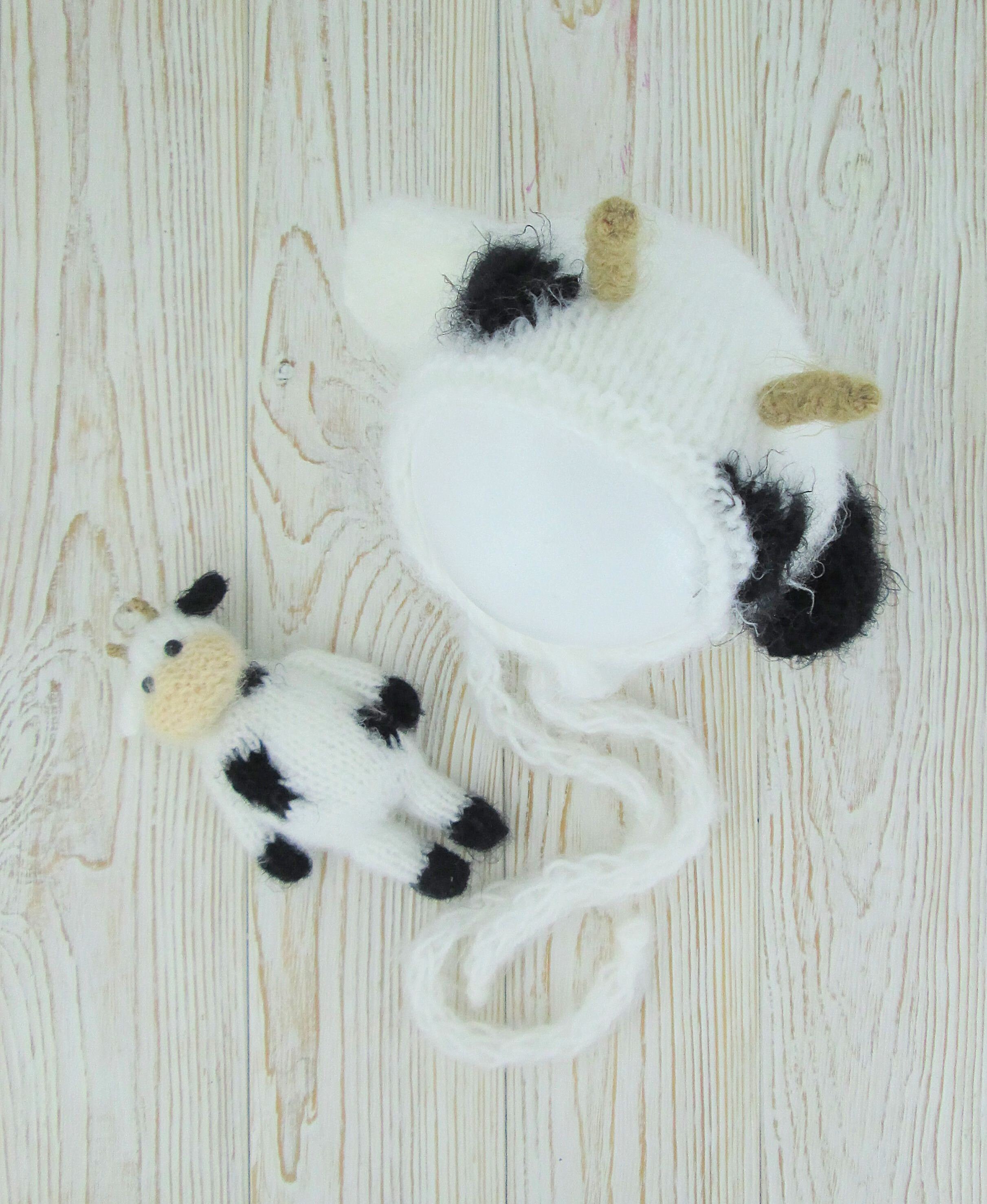 Knit Cow Toy Newborn Photo Prop for Girl and Boy Stuffed Farm | Etsy