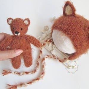 Newborn Fox Bonnet, Toy and Tail| Newborn Fox Set| Newborn Fuzzy Props ...