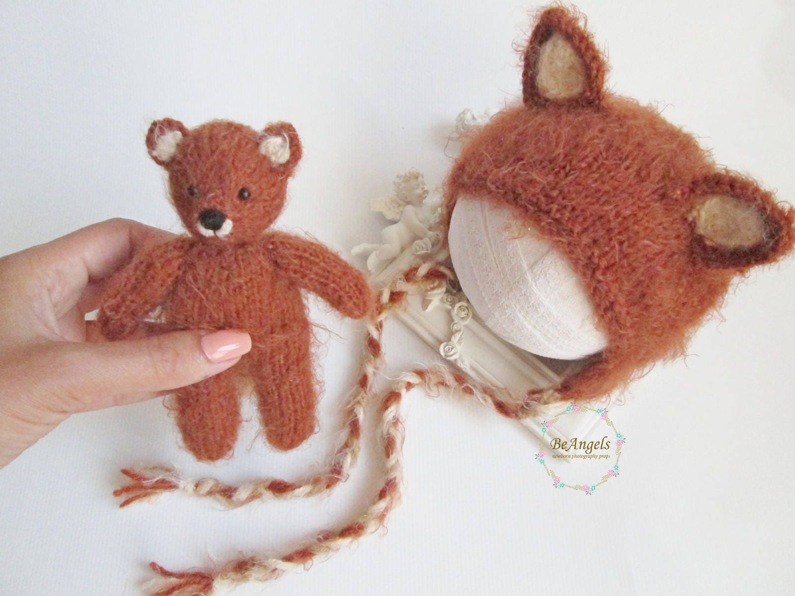 Newborn Fox Bonnet, Toy and Tail| Newborn Fox Set| Newborn Fuzzy Props ...