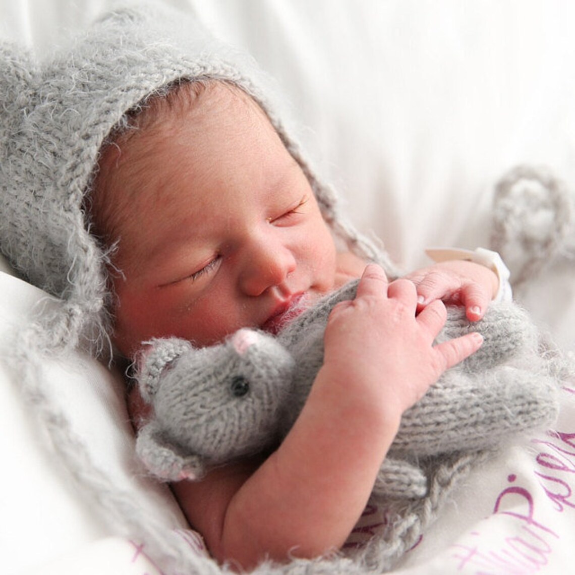 Newborn Kitty Bonnet and Mouse Doll Cat Hat and Mouse Newborn | Etsy