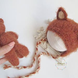 Newborn Fox Bonnet, Toy and Tail| Newborn Fox Set| Newborn Fuzzy Props ...