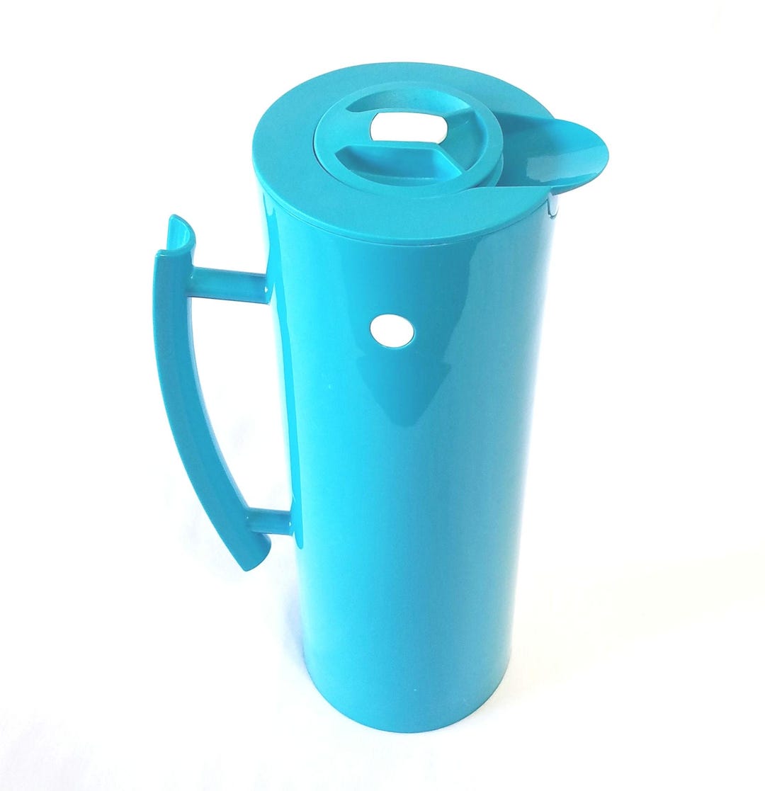 Teal Blue Insulated Travel Pitcher: MCM Design, Glass Liner - Etsy