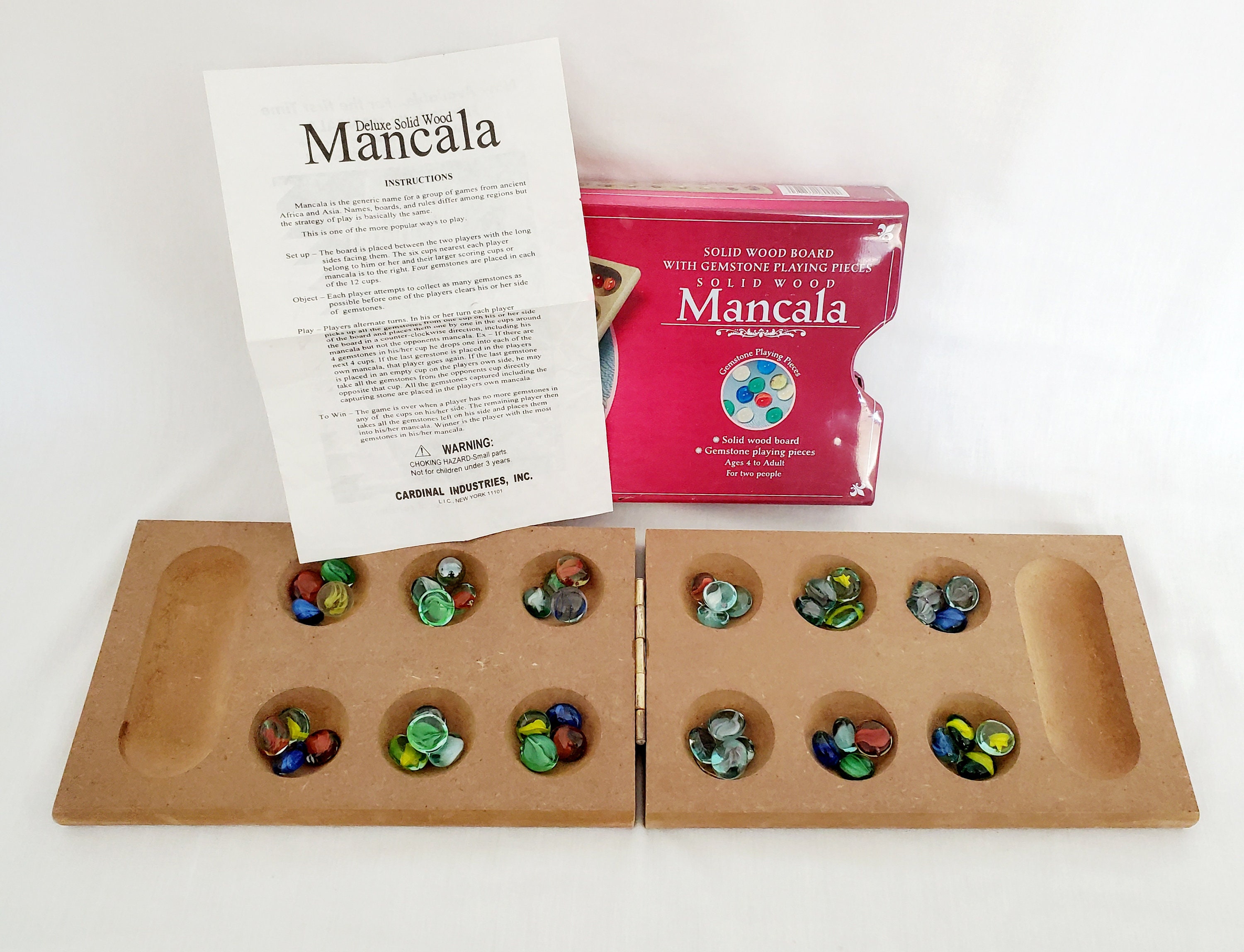 Vintage Solid Wood Mancala Game in a Decorative Red Tin is in Great ...