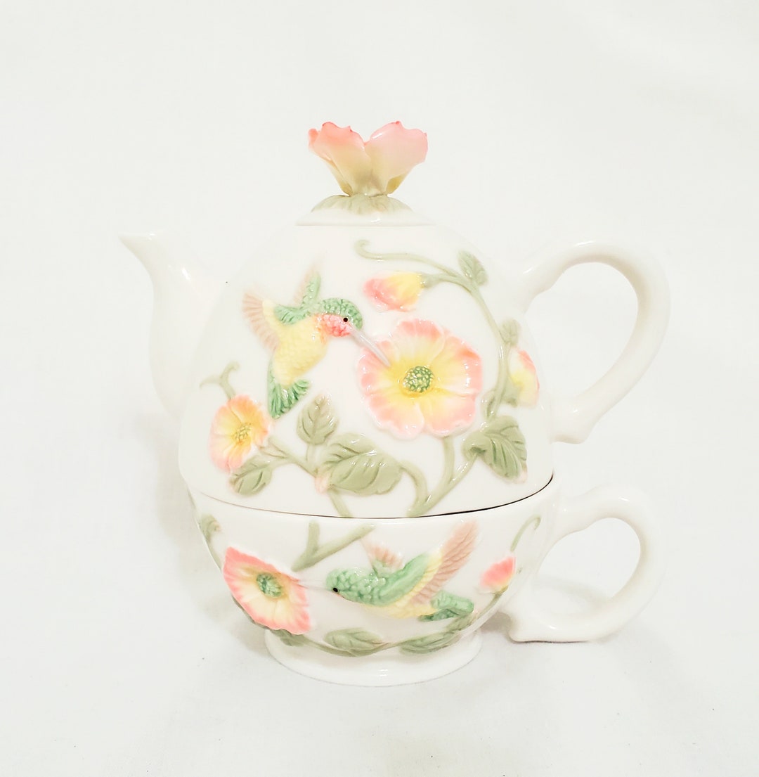 1997 YH Ceramic Hummingbird Teapot for One Set is a Rare Find and in ...