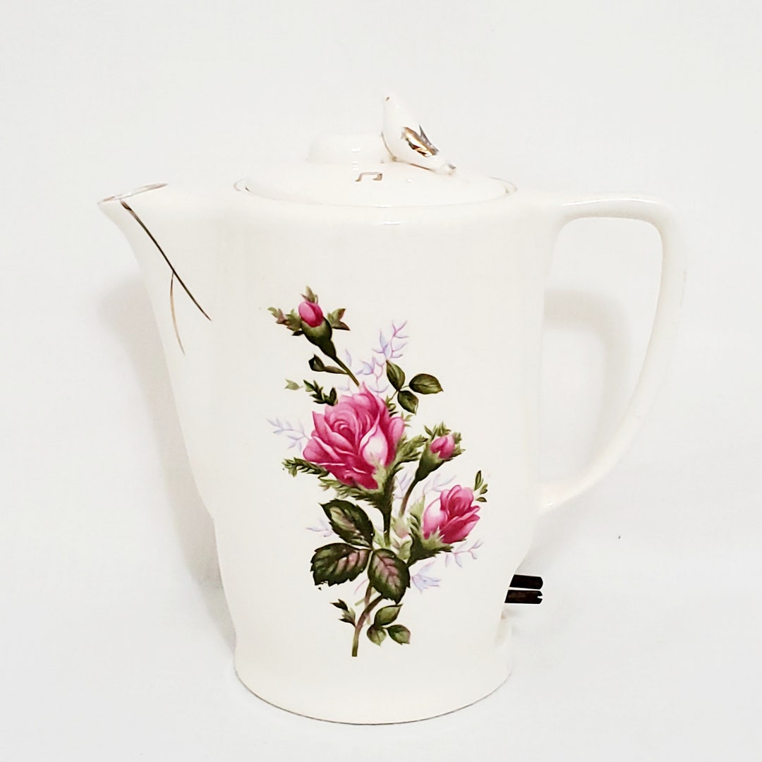 Vintage White China With Roses Electric Kettle Was Made in - Etsy