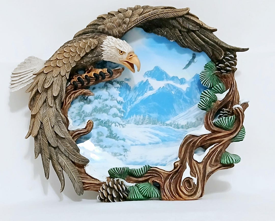 Vintage Eagle Wall Plaque: 3D Winter Solstice Scene - Etsy