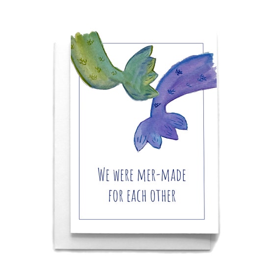 Mermaid Pun Love Card Funny Love Greeting Card Made for | Etsy