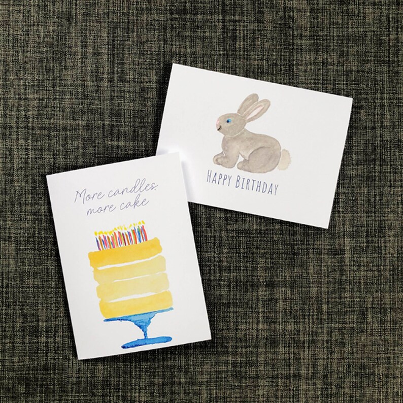 Bunny Birthday Joke Card Children Greeting Card Hand Painted Watercolor ...