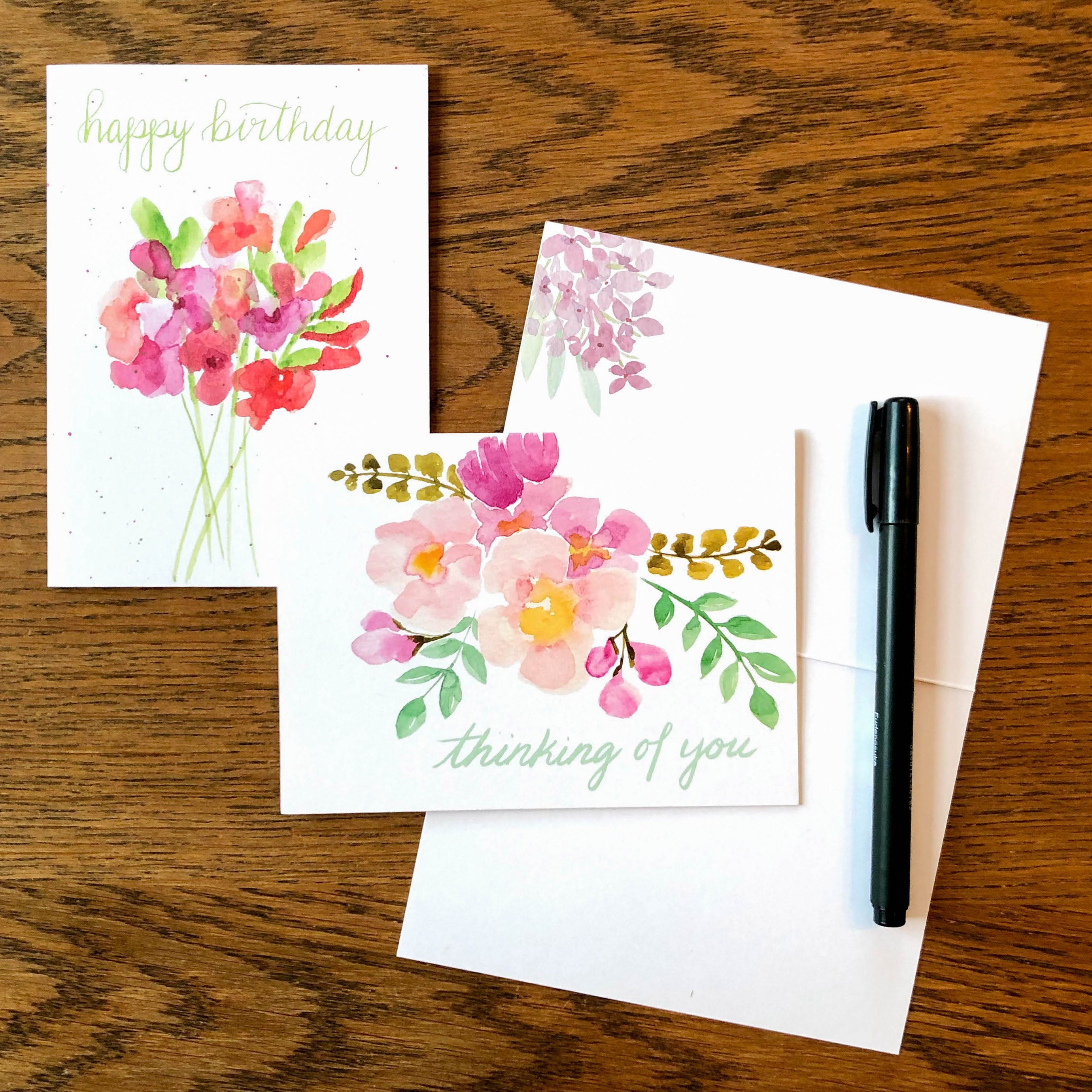 Watercolor Flower Spring Card Set: Hand-painted Floral Cards (6-pack ...