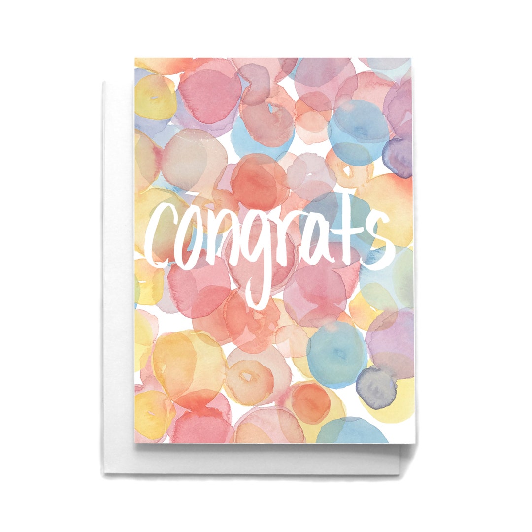 Rainbow Congrats Card: Hand-painted Watercolor Graduation Card - Etsy