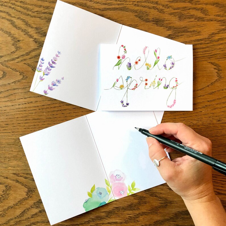 Watercolor Flower Spring Card Set: Hand-painted Floral Cards (6-pack ...
