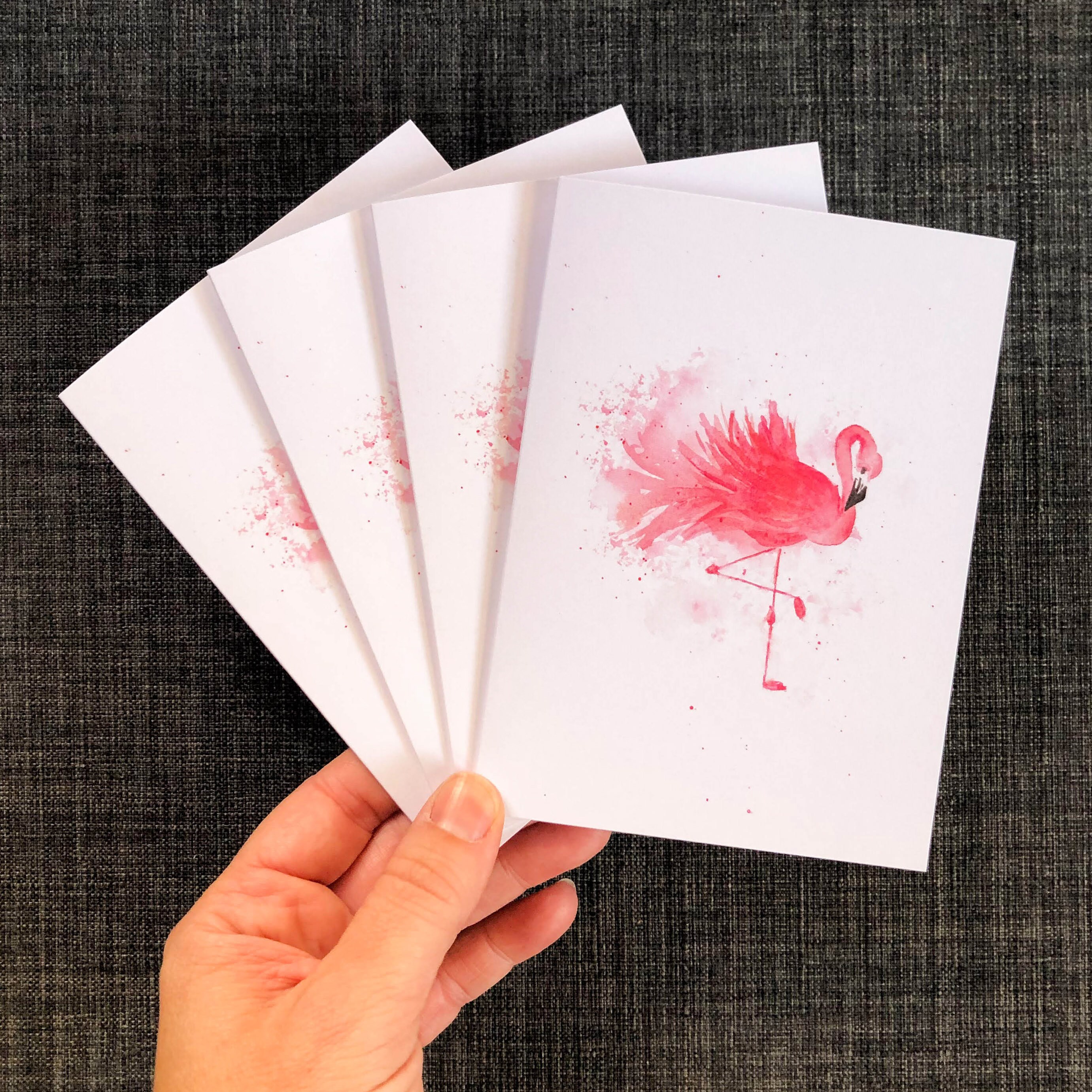 Pink Flamingo Watercolor Card: Blank Greeting or Notecard - Etsy
