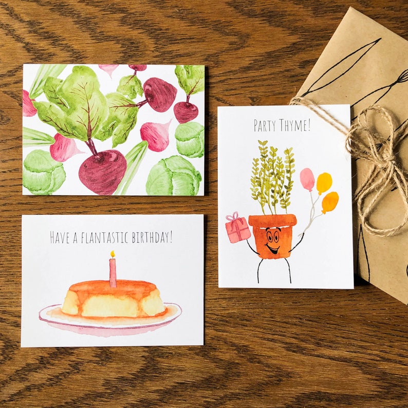 Funny Vegetable Birthday Card: Watercolor Garden Pun - Etsy