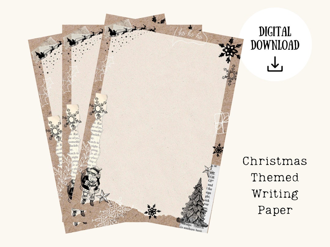 Vintage Printable Christmas Letter Writing Paper Download Digital Happy ...