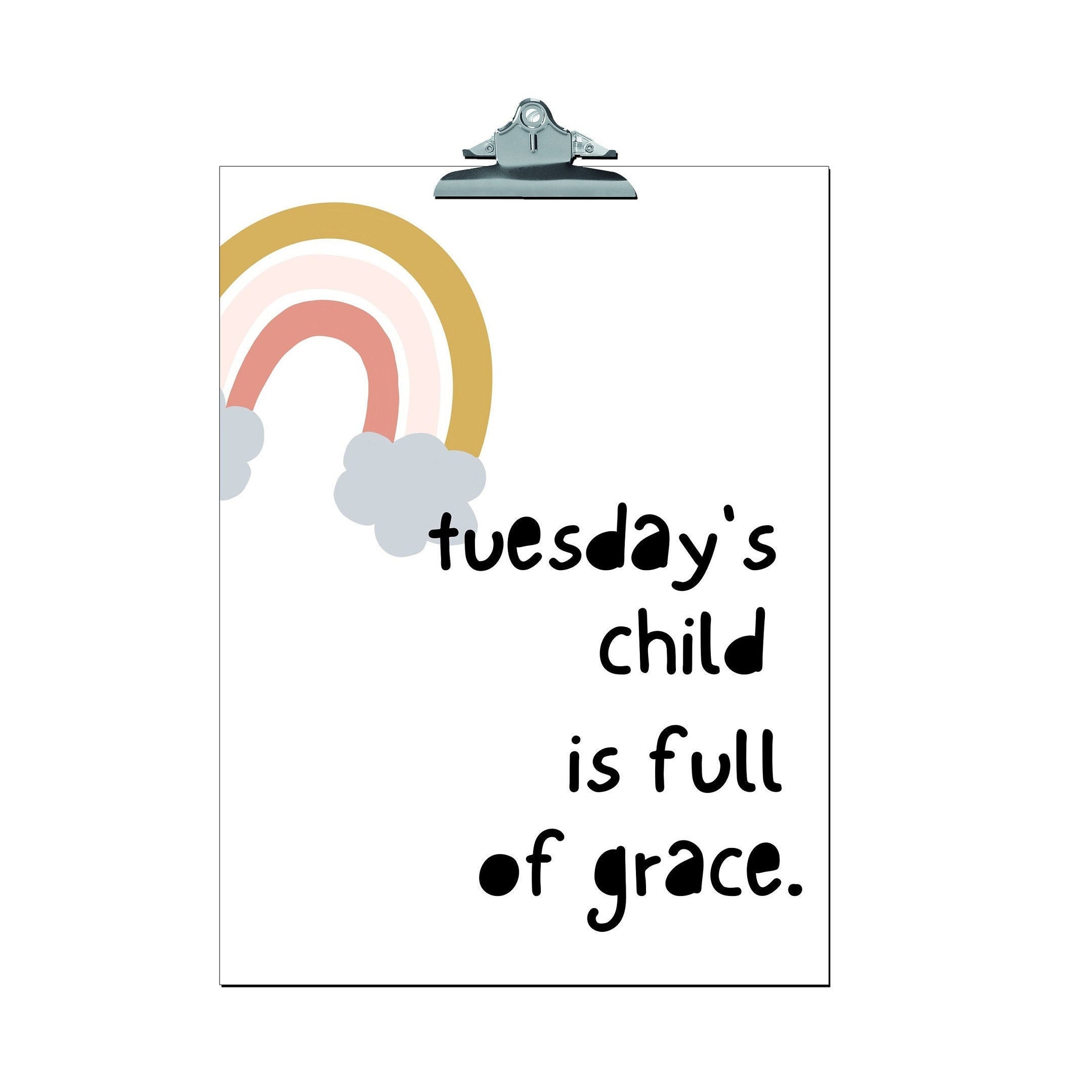 TUESDAY'S CHILD is full of grace Wall Art Rainbow Print | Etsy