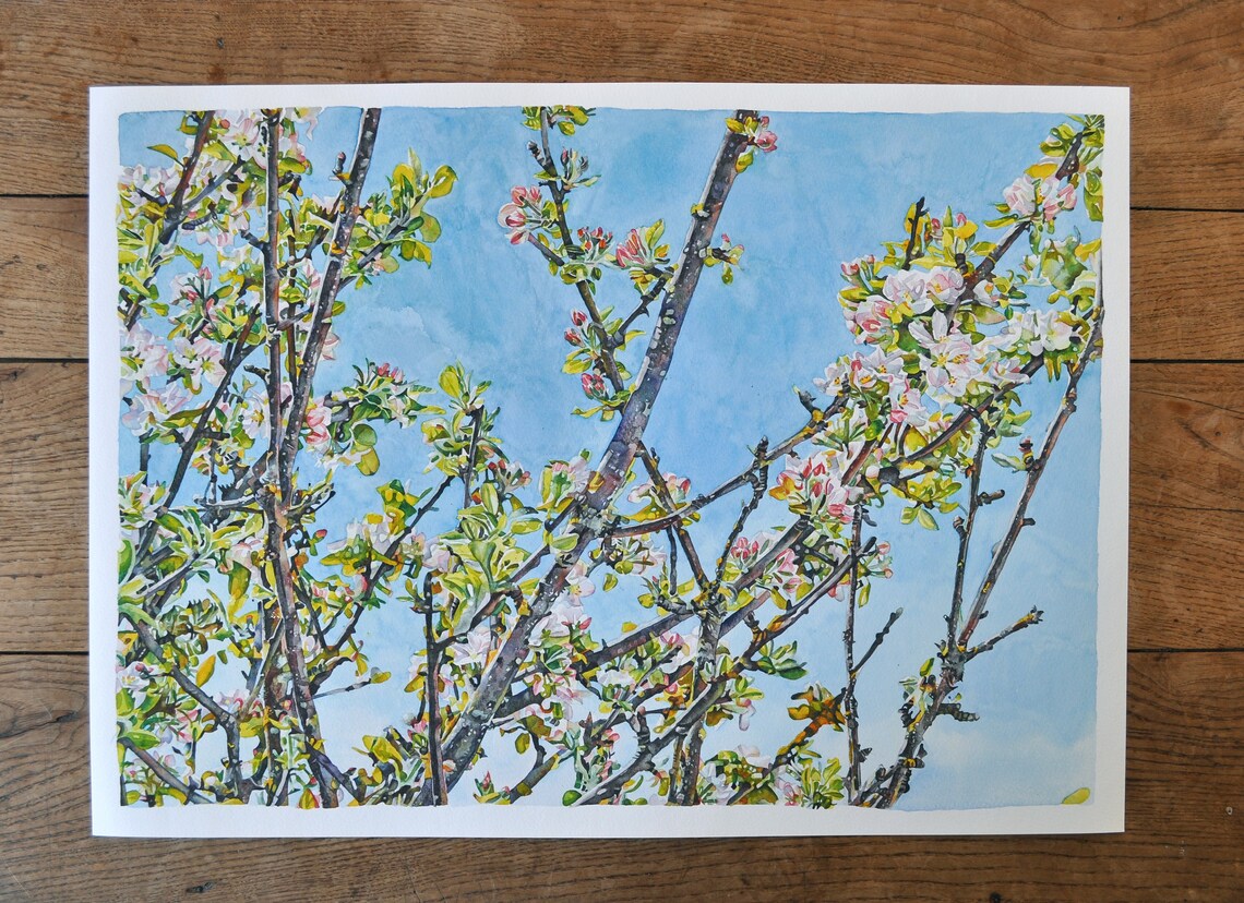 Apple Tree Art Print Watercolor Apple Tree Tree Apple - Etsy