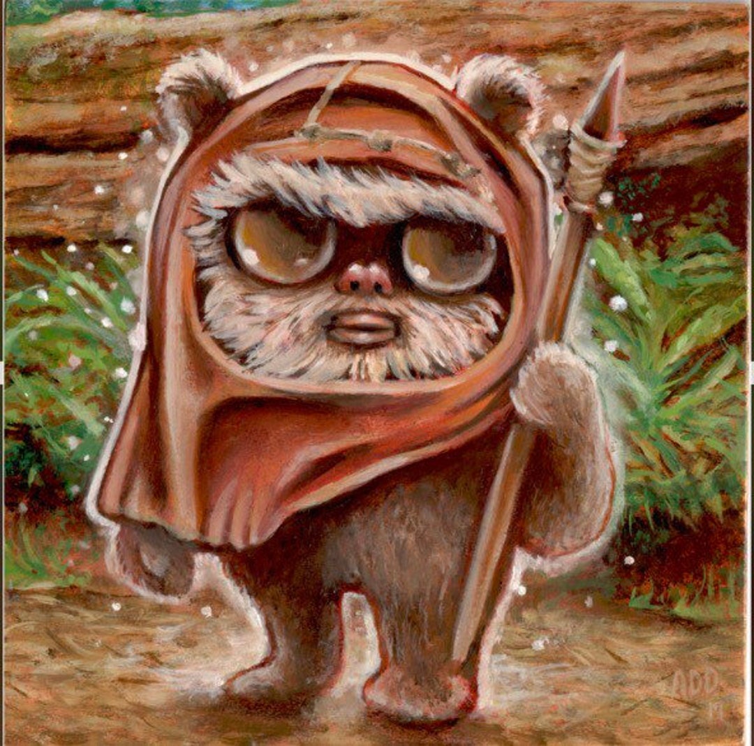 EWOK TRIO (pack of Three) Star Wars Art Print, Wicket Oil Painting ...