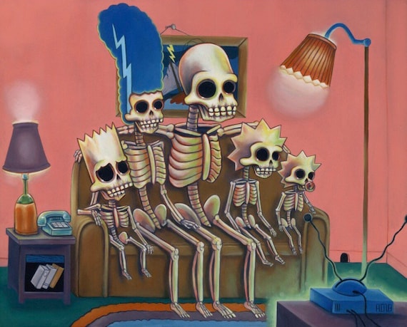 SIMPSONS SKELETON art prints Halloween Treehouse of horror | Etsy