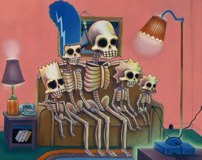 SIMPSONS SKELETON Art Prints Halloween Treehouse of Horror Couch Gag ...