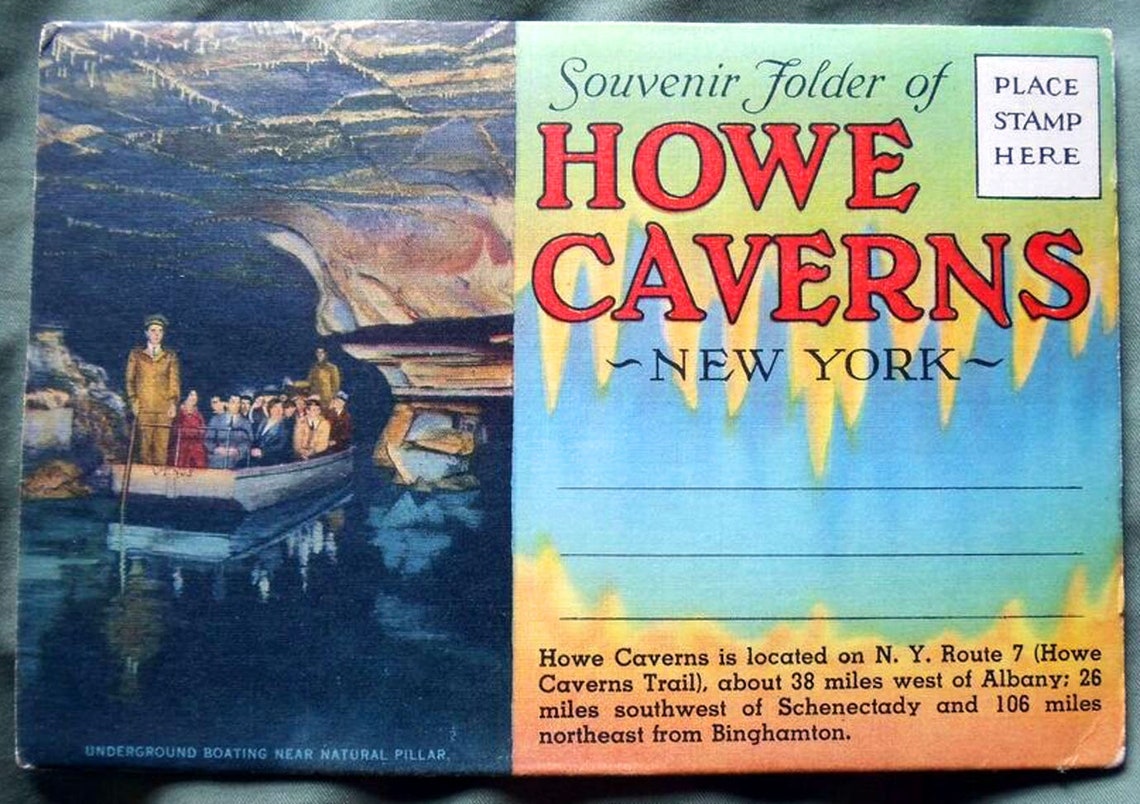 Vintage Howe Caverns New York Souvenir Color Picture Folder Postcard ...