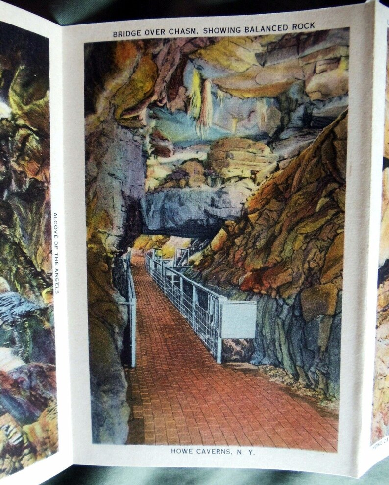 Vintage Howe Caverns New York Souvenir Color Picture Folder Postcard ...