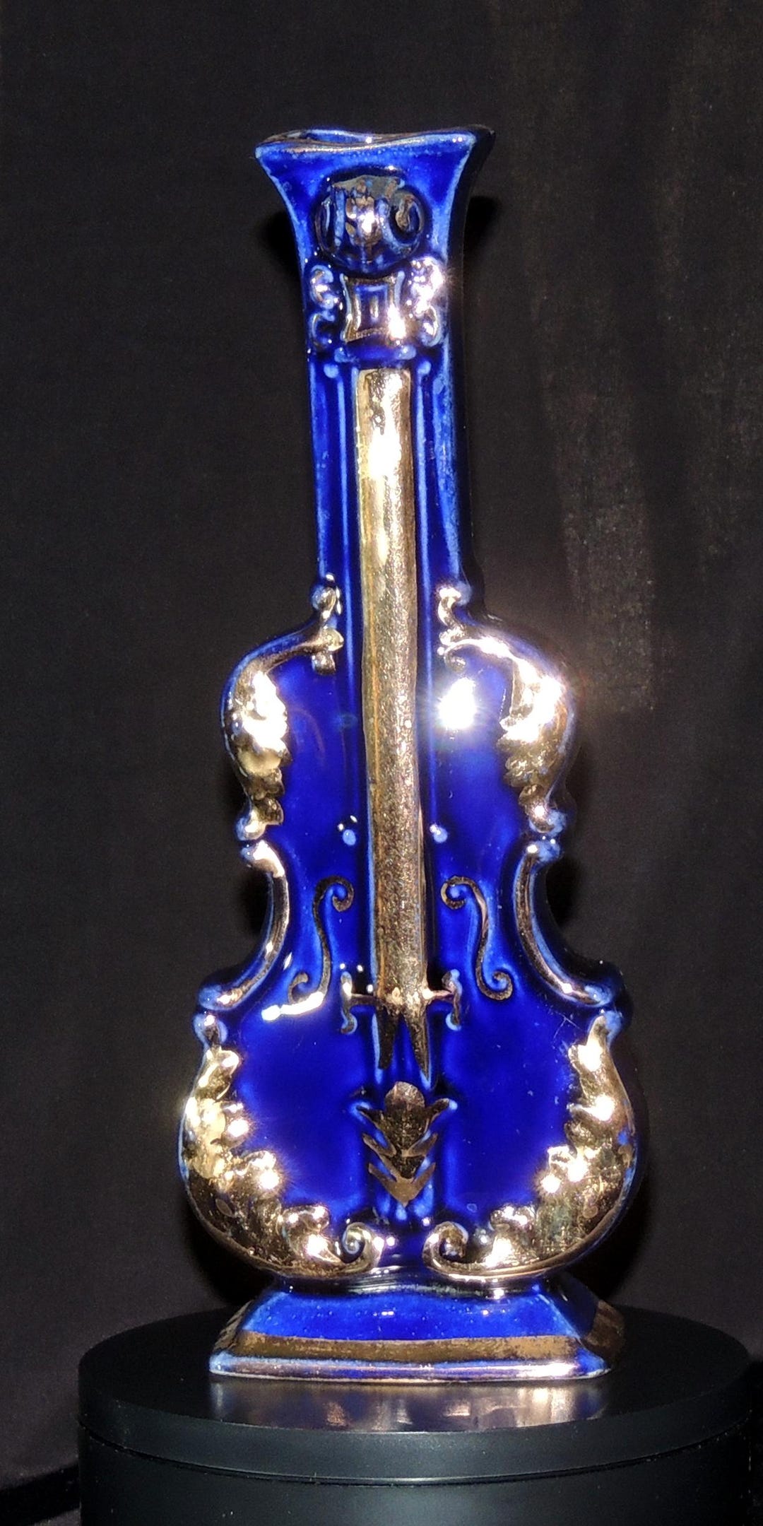 Blue Violin Cello Wall Pocket Wall Vase, Ceramic Violin, 22K, Cobalt ...