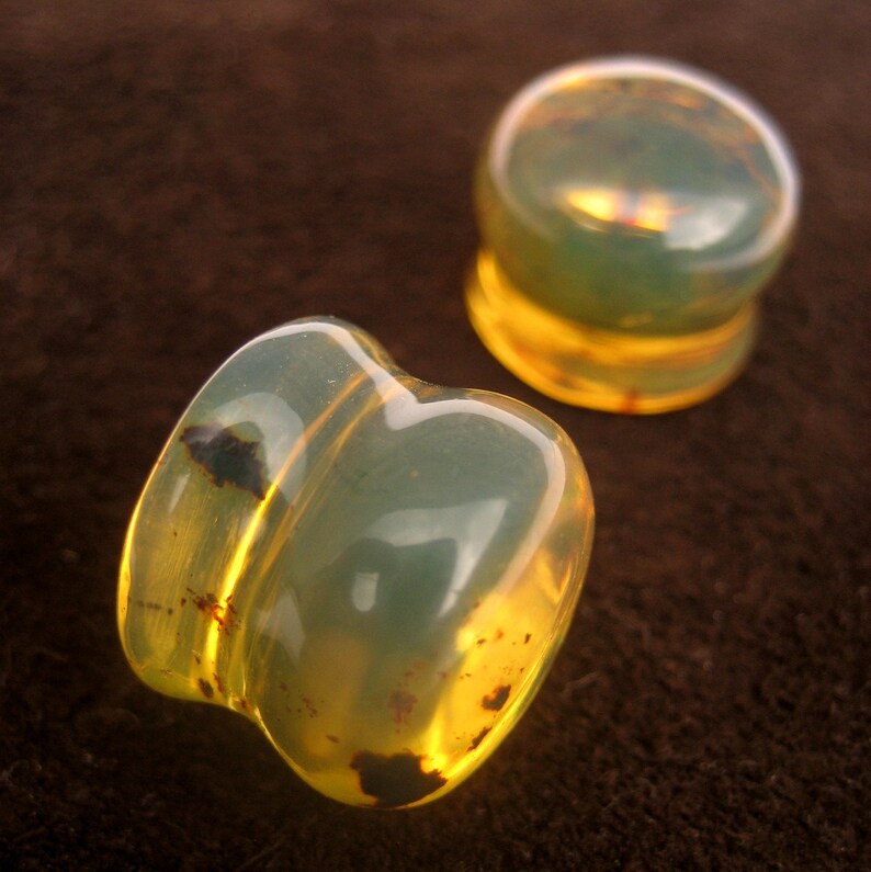 15mm Yellow Amber Plugs 15mm Stone Plugs 5/8 Amber | Etsy