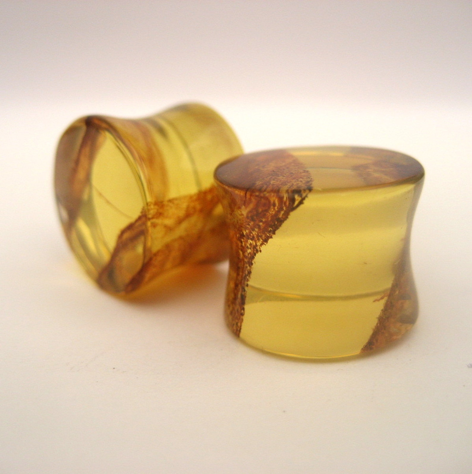 15mm Yellow Amber Plugs, 5/8 Stone Plugs, Chiapas Amber Gauges, Stone ...
