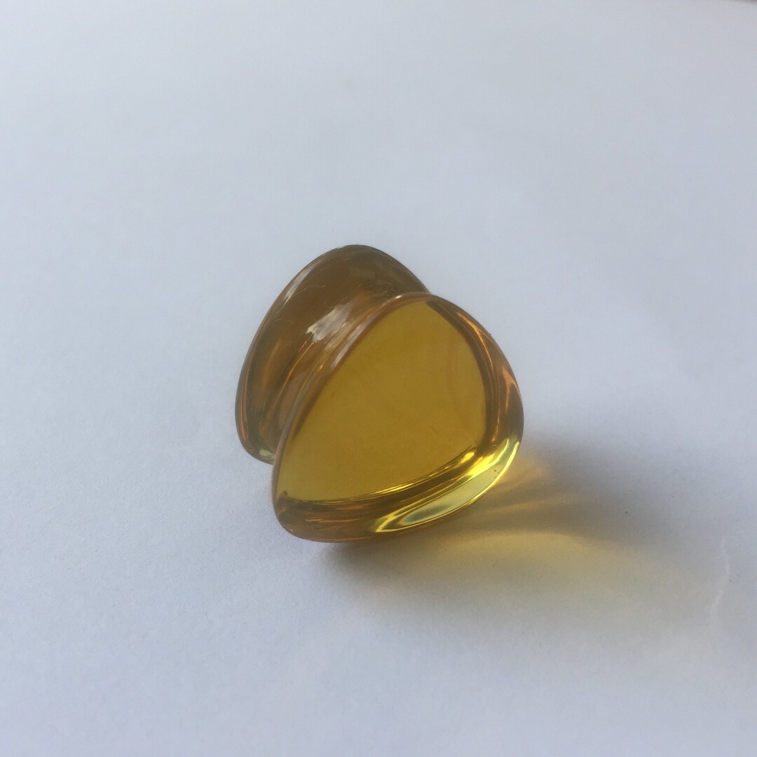 16mm Yellow Amber Plug, 5/8 Stone Plug, Triangle Plug , Single Amber ...