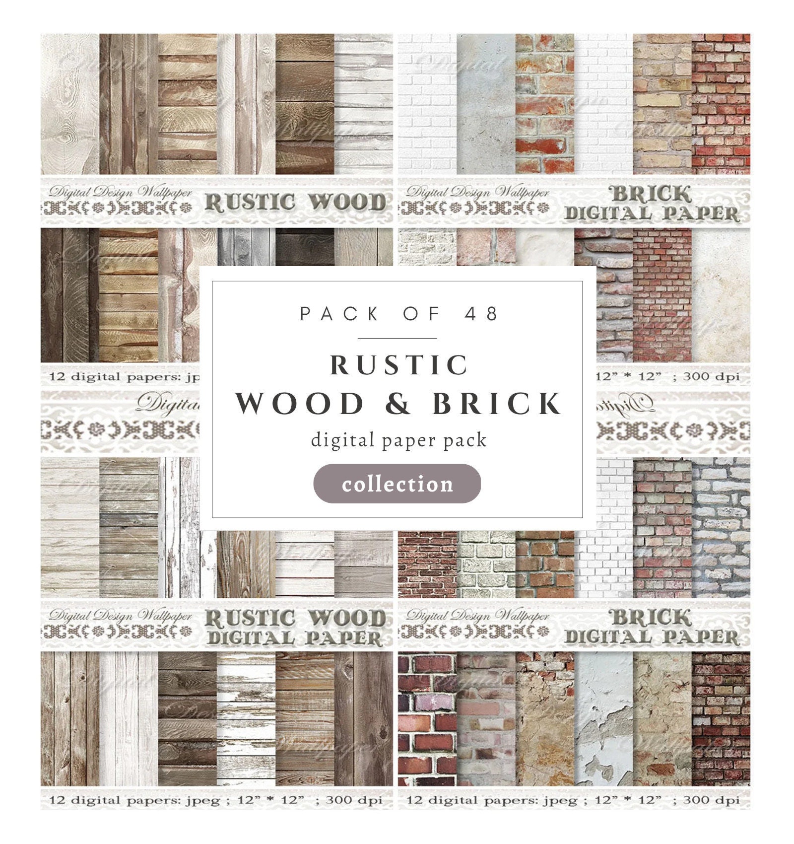 Wood Digital Paper,rustic Wood Digital Paper, Rustic Wood Texture ...