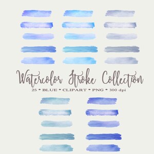 Watercolor Brush Strokes, Blue Watercolor Stroke for Instant Download ...